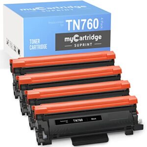 mycartridge suprint compatible toner cartridge replacement for brother tn760 tn-760 tn-730 tn730 high yield for mfc-l2710dw mfc-l2750dw hl-l2370dw mfc-l2750dw hl-l2350dw printer black 4 pack tn 760