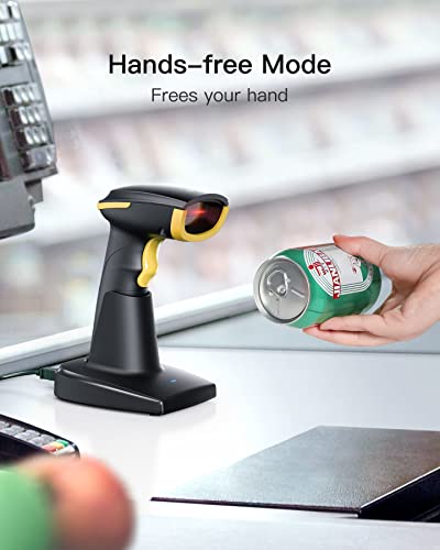 Officelab Barcode Scanner, 1D Wireless 2.4Ghz Smart Base, Screen Scanning, BS01002 Yellow