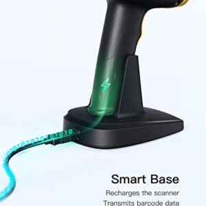 Officelab Barcode Scanner, 1D Wireless 2.4Ghz Smart Base, Screen Scanning, BS01002 Yellow