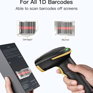 Officelab Barcode Scanner, 1D Wireless 2.4Ghz Smart Base, Screen Scanning, BS01002 Yellow