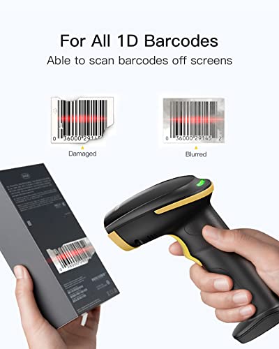 Officelab Barcode Scanner, 1D Wireless 2.4Ghz Smart Base, Screen Scanning, BS01002 Yellow