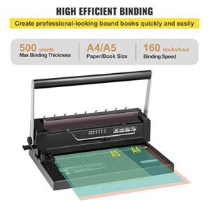 VEVOR Manual Wire Binder Machine A4, Wire Binding Machine 120 Sheet, with Wire Binding Set Insert 34 Holes for Office, Store