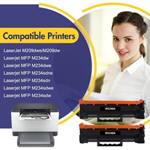 134A Toner Cartridge 2-Pack Compatible Replacement for HP 134A W1340A 134X W1340X Toner Cartridge for HP M209dwe M209dw MFP M234dw M234dwe M234sdne M234sdn M234sdwe M234sdw Printer (Black, No Chip)