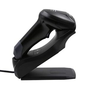 teemi qr bluetooth 5.0 barcode scanner with wall mountable usb charging cradle data receiver, 1d 2d wireless cmos screen scanning pdf417 data matrix, max 300 yards transfer range