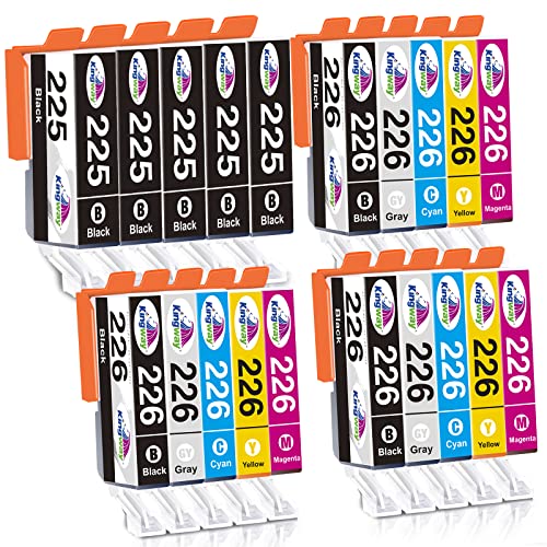 KINGWAY Compatible Ink for Canon Ink 226 225 Combo Pack, Replacement for Canon 225 226 Ink cartridges use with mg6120 mg5220 mg5320 mg6220 mx892 ix6520 Printer, 20 Pack(5PGBK+3GY+3BK+3C+3M+3Y)