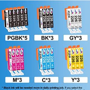 KINGWAY Compatible Ink for Canon Ink 226 225 Combo Pack, Replacement for Canon 225 226 Ink cartridges use with mg6120 mg5220 mg5320 mg6220 mx892 ix6520 Printer, 20 Pack(5PGBK+3GY+3BK+3C+3M+3Y)