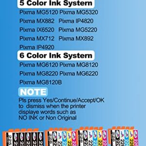 KINGWAY Compatible Ink for Canon Ink 226 225 Combo Pack, Replacement for Canon 225 226 Ink cartridges use with mg6120 mg5220 mg5320 mg6220 mx892 ix6520 Printer, 20 Pack(5PGBK+3GY+3BK+3C+3M+3Y)