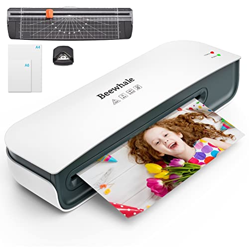 Anti Jam Laminator, 9-Inch Cold & Thermal Laminator Machine, Beewhale 4-in-1 Laminator Machine with Laminating Sheets 10 Pouches, A4 PRO Personal Laminator for Teacher, Home, Office, Full Starter Kit