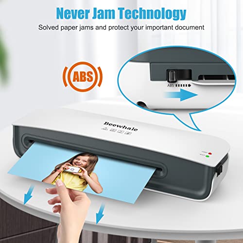 Anti Jam Laminator, 9-Inch Cold & Thermal Laminator Machine, Beewhale 4-in-1 Laminator Machine with Laminating Sheets 10 Pouches, A4 PRO Personal Laminator for Teacher, Home, Office, Full Starter Kit