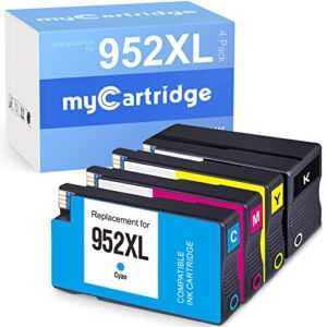 mycartridge remanufactured ink cartridge replacement hp 952xl 952 xl ink cartridge officejet pro 8710 8715 8720 8740 7740 8210 8730 printer (1 black 1 cyan 1 magenta 1 yellow, 4-pack)