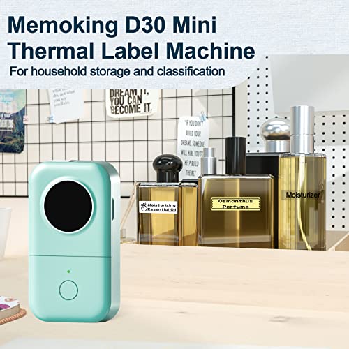 Memoking Label Makers D30 Bluetooth Thermal Label Maker Machine, Smart Mini Label Printer, Super Easy-to-Use Labeler with Label x 5, Compatible with iOS & Android for Home Storage, Green