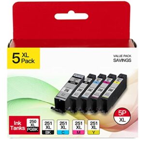 250XL 251XL Ink Cartridge Compatible for Canon 250 251 XL Ink Cartridges Use with Canon MX922 MG7120 Ink Cartridge PGI-250 CLI-251 Printer Ink for PIXMA IX6820 MX920 MG7520 MG5520 MG5420 IP8720 MG6320