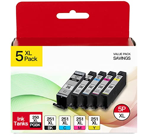 250XL 251XL Ink Cartridge Compatible for Canon 250 251 XL Ink Cartridges Use with Canon MX922 MG7120 Ink Cartridge PGI-250 CLI-251 Printer Ink for PIXMA IX6820 MX920 MG7520 MG5520 MG5420 IP8720 MG6320