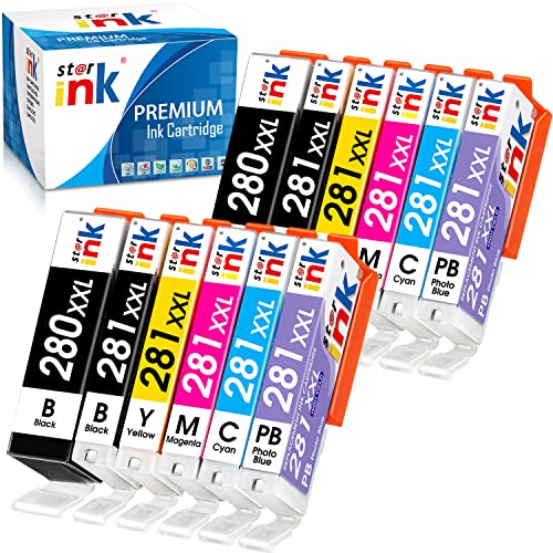 starink Compatible Ink Cartridge Replacement for Canon 280 281 XXL PGI 280XXL CLI 281XXL for Pixma TS9120 TS8320 TS8220 TS8120 TS9100 TS8200 TS8300 TS8322 TS8222 TS8100 Printer, 12 Packs