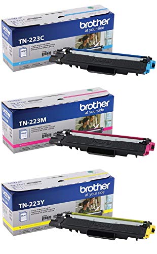 Brother Genuine Cyan, Magenta and Yellow Toner Cartridge Set, TN223C, TN223M, TN223Y