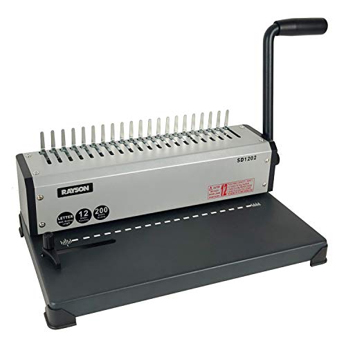 RAYSON SD1202 Comb Binding Machine, 19 Holes, Max Punching Letter Size, with Comb Set Binder for Daily Binding