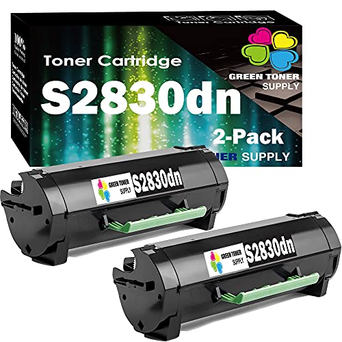 (2 Pack) Green Toner Supply Compatible Replacement for Dell S2830dn S2830 Toner Cartridge 2xBlack Work for Dell S2830dn S2830 Printer