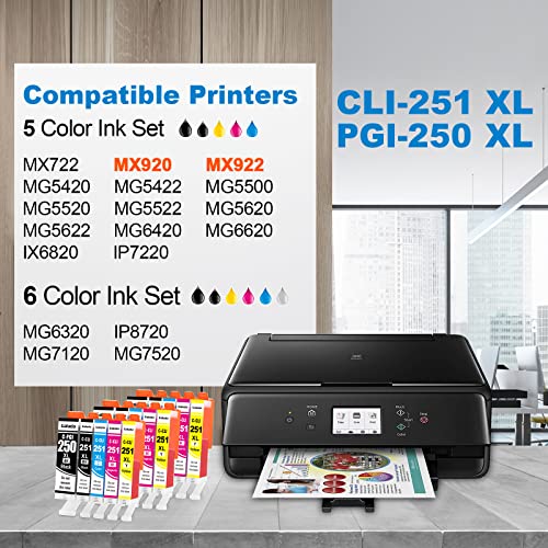 GALADA Compatible Ink Cartridges Replacement for Canon PGI-250XL CLI-251XL 250 251 XL for Pixma MX920 MX922 MX722 IP7220 IP8720 IX6820 MG5420 MG5422 MG5520 MG5522 MG5620 MG6320 Printer 15 Pack