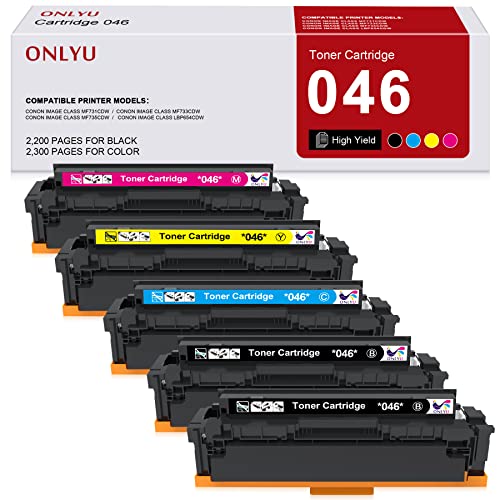 ONLYU Compatible Toner Cartridge Replacement for Canon 046 MF733Cdw 046H CRG-046H for Color ImageCLASS MF733Cdw MF731Cdw MF735Cdw LBP654Cdw MF733 Printer Ink (2 Black Yellow Magenta Cyan, 5 Pack)