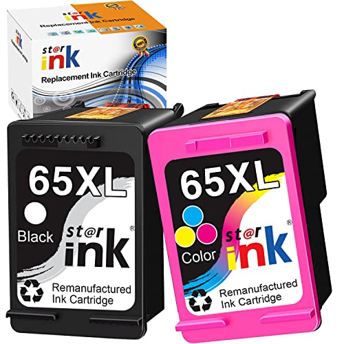 starink 65XL Ink Cartridges Remanufactured Replacement for HP Ink 65 Black/Color for Envy 5000 5055 5052 5014 DeskJet 3700 3772 3755 3752 2600 2622 2652 Printer, 2 Packs