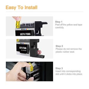 E-Z Ink (TM Compatible Ink Cartridge Replacement for Brother LC-75 XL LC75 XL LC-71 XL LC71XL High Yield Compatible with MFC-J6510DW MFC-J6710DW MFC-J6910DW MFC-J280W MFC-J425W(Black,4 Pack)