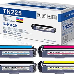 4-Pack(1BK+1C+1M+1Y) TN225 Toner Cartridge Replacement for Brother TN 225 TN-225 MFC-9130CW HL-3140CW HL-3170CDW HL-3180CDW MFC-9330CDW MFC-9340CDW Color Printer