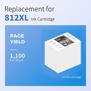 812XL Ink Cartridge myCartridge SUPRINT Remanufactured Ink Cartridge Replacement for Epson 812XL 812 XL T812XL T812 to use Workforce Pro WF-7820 WF-7840 WF-7310 EC-C7000 Printer (2 Black) 812 Ink