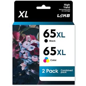 65xl ink cartridge for hp printers compatible for hp ink 65 hp 65 ink work with hp deskjet 3700 series hp deskjet 3755 3722 3752 2600 3772 envy 5055 5000 5070 5052 printer (1 black 1 tri-color) 2pk