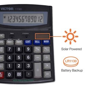 Victor 1190 Desktop Display Calculator, Black, 1" x 5.9" x 7.8"