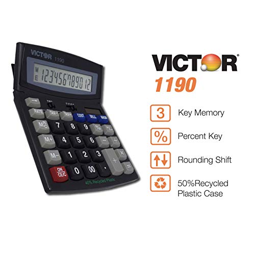 Victor 1190 Desktop Display Calculator, Black, 1" x 5.9" x 7.8"