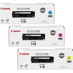 Canon 118 3/pk Laser Cartridge, Yellow (2659B001AA) Magenta (2660B001AA,2661B001AA Cartridge Model 118 Cyan