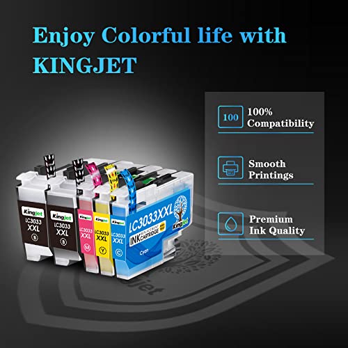 Kingjet LC3033 Ink Cartridge, Compatible Replacement for Brother LC3033XXL 3033 LC3035 3035 for Brother MFC-J995DW MFC-J995DWXL MFC-J805DW MFC-J805DWXL MFC-J815DW - LC3033 BK/C/M/Y Ink Cartridges