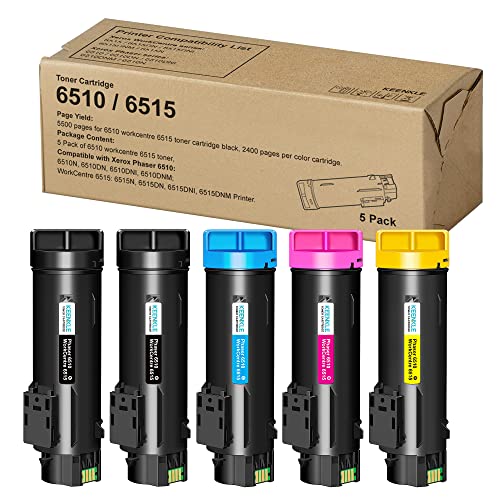 Phaser 6510 Workcentre 6515 Toner Cartridge Compatible for Xerox Phaser 6510 Workcentre 6515 Toner use for Xerox Phaser 6510/dni 6510/n Workcentre 6515/dni 6515/dn (5 Pack)