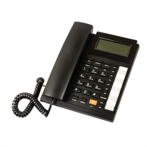 Corded Telephone Landline Telephone, Dual Interface Wired Telephone Big Button Landline Phones with Caller Identification Suitable for Office, Front Desk, Home, Hotel, Corded Landline (Black)