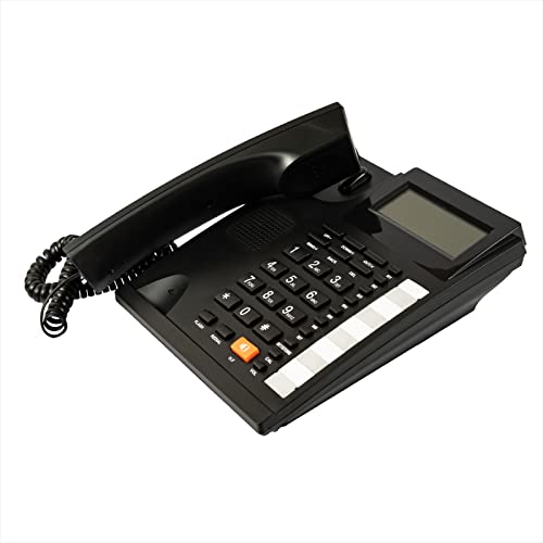 Corded Telephone Landline Telephone, Dual Interface Wired Telephone Big Button Landline Phones with Caller Identification Suitable for Office, Front Desk, Home, Hotel, Corded Landline (Black)