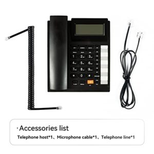 Corded Telephone Landline Telephone, Dual Interface Wired Telephone Big Button Landline Phones with Caller Identification Suitable for Office, Front Desk, Home, Hotel, Corded Landline (Black)