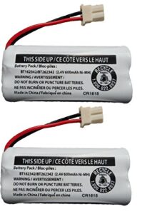 replacement battery bt162342 / bt262342 for vtech at&t cordless telephones cs6114 cs6419 cs6719 el52300 cl80111 (2-pack)