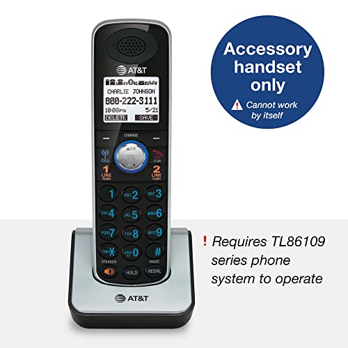 AT&T TL86009 Accessory Cordless Handset, Black/Silver | Requires an AT&T TL86109 Expandable Phone System to Operate