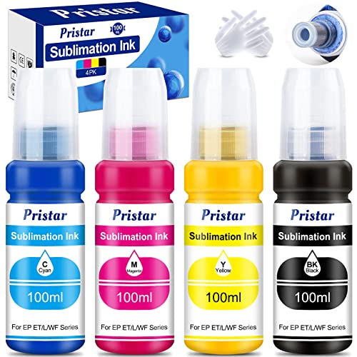 Pristar Sublimation Ink for EPS Ecotank ET 2803 ET-2850 ET-8550 ET-2800 ET 2720 ET 2760 ET-15000 ET-3760 4800 ET-2400 ET-2750 ET-5170 400ml Supertank Printer Autofill Ink for Sublimation Transfer