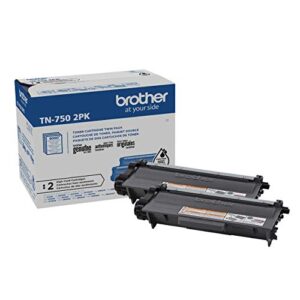 brother genuine high-yield black toner cartridge twin pack tn750 2pk (tn7502pk)