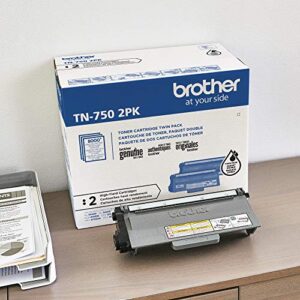 Brother Genuine High-Yield Black Toner Cartridge Twin Pack TN750 2PK (TN7502PK)