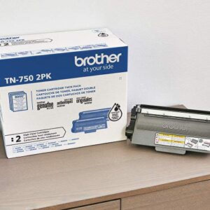 Brother Genuine High-Yield Black Toner Cartridge Twin Pack TN750 2PK (TN7502PK)