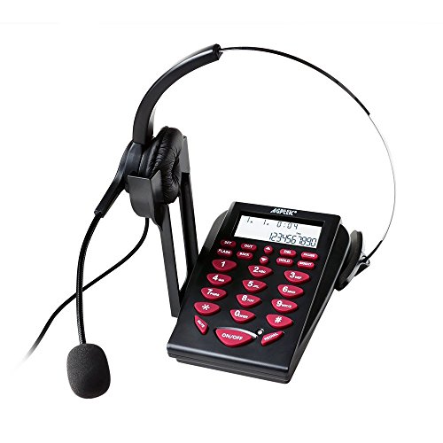 AGPTEK Corded Telephone with Headset & Dialpad for House Call Center Office - Noise Cancellation