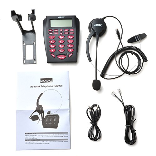 AGPTEK Corded Telephone with Headset & Dialpad for House Call Center Office - Noise Cancellation