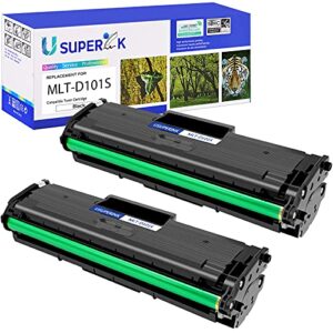 usuperink 2 pk black toner cartridge replacement compatible for samsung mlt-d101s mltd101s to use with scx-3405w ml-2165w scx-3405fw ml-2161 ml-2166w ml-2160 ml-2165 scx-3400f scx-3401fh