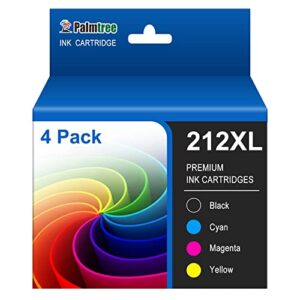 palmtree remanufactured ink cartridge replacement for 212xl t212xl 212 xl t212 for xp-4100 xp-4105 wf-2830 wf-2850 printer ink (1 black, 1 cyan, 1 magenta, 1 yellow, 4 packs)