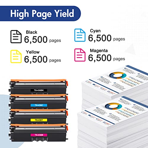 TN436 Toner Cartridge Compatible Replacement for Brother TN436 TN-436 TN436BK TN436C TN436M TN436Y for MFC-L8900CDW HL-L8360CDW HL-L8360CDWT HL-L9310CDW MFC-L9570CDW Printer 4-Pack