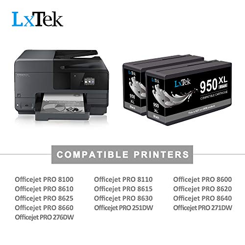 LxTek Compatible Ink Cartridge Replacement for HP 950 950XL to Compatible with OfficeJet PRO 8610 8600 8620 276dw 8630 251dw 8100 8615 8625 8640 8660 271dw Printers (High Yield,2 Black)