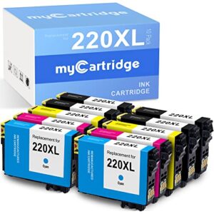 mycartridge remanufactured ink cartridge replacement for epson 220 220xl work with workforce wf-2630 wf-2650 wf-2660 wf-2760 wf-2750 xp-320 xp-420 (black, cyan, magenta, yellow, 10-pack)