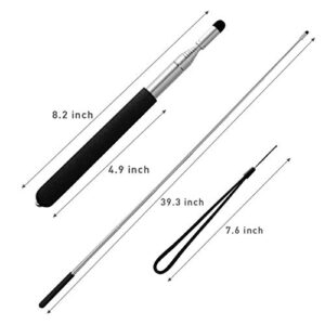 Teachers Pointer Stick, Telescopic Teaching Pointer, Retractable Classroom Whiteboard Pointer Extendable for Teachers, Guides, Coach with A Lanyard & Felt Head, Extends to 39.4''